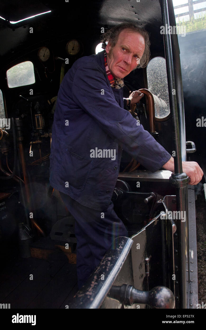 train driver on a steam locomotive at the Keighley and Worth Valley ...