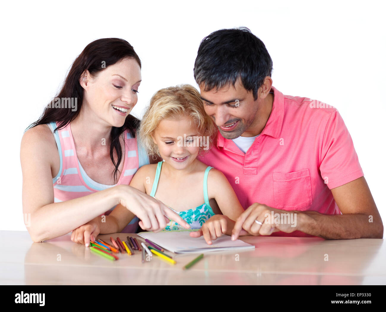 Parents helping their daughter doing homework Stock Photo - Alamy