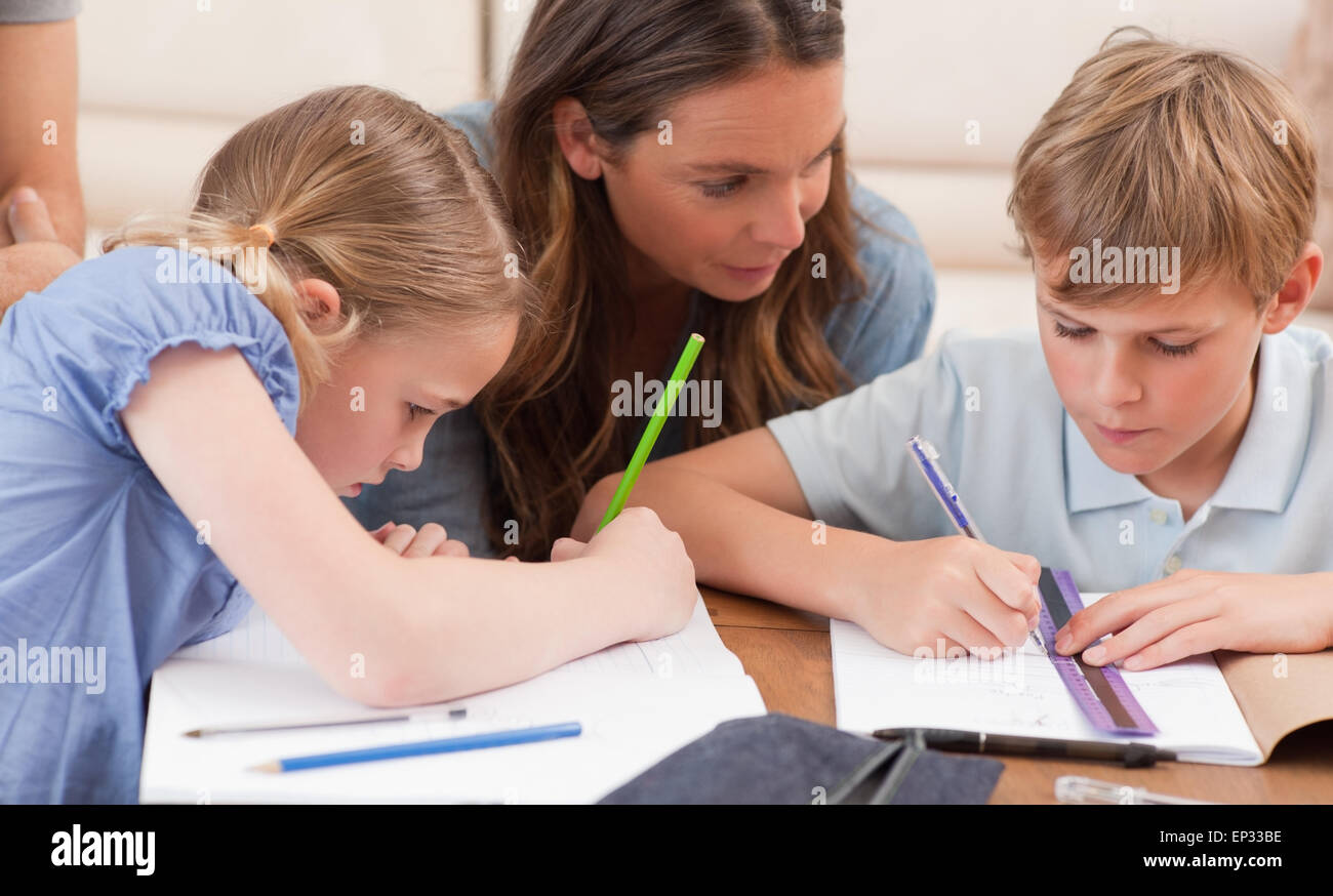 Cute mother son daughter learn hi-res stock photography and images - Alamy