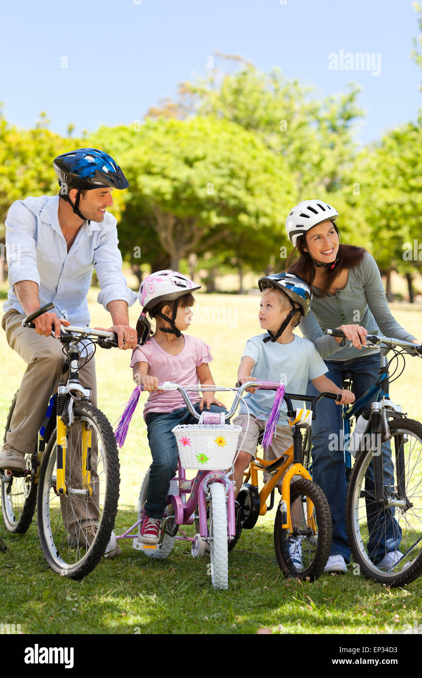 Family with their bikes Stock Photo - Alamy