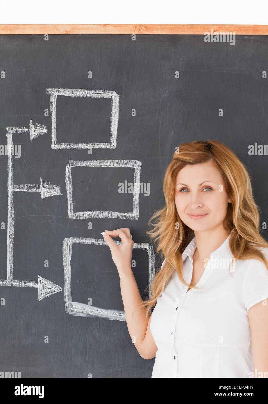 Cute female teacher drawing a scheme Stock Photo - Alamy