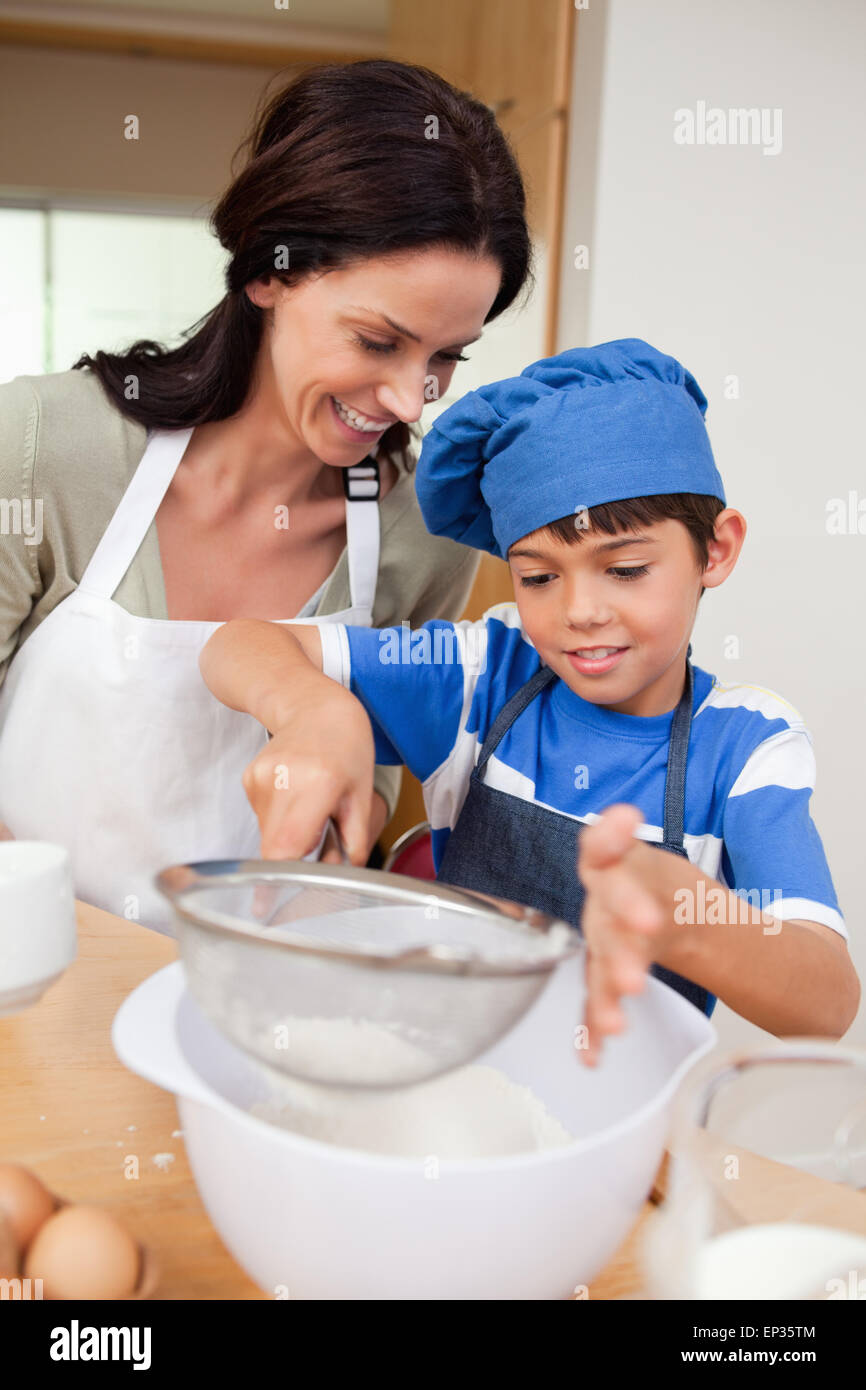 Mother and son baking Stock Photo - Alamy