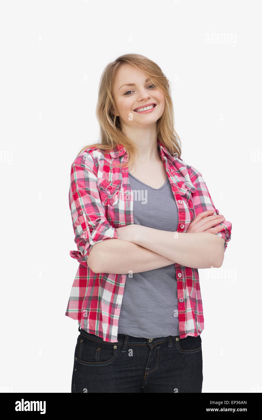 Front view of a woman smiling while standing Stock Photo - Alamy