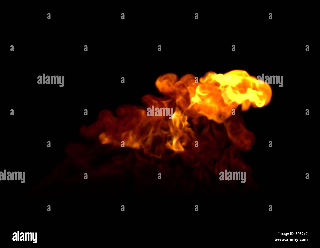 Burning orange flame on black background Stock Photo - Alamy