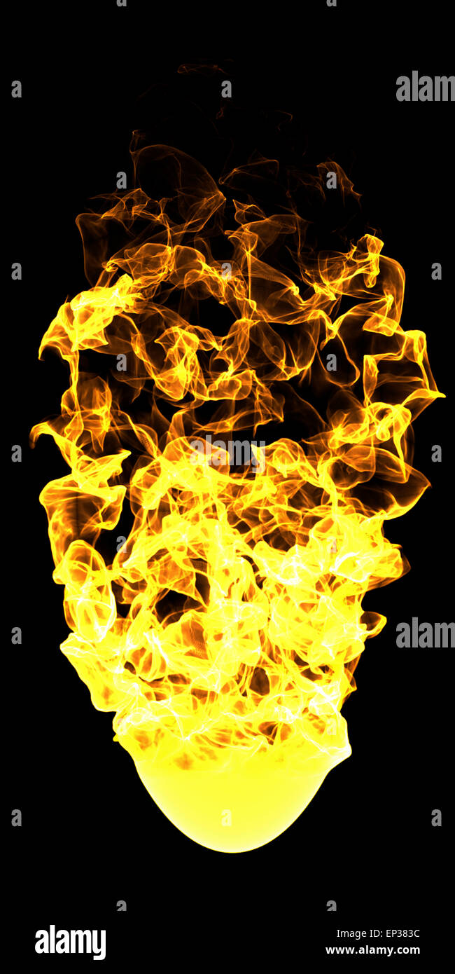 Flying fire ball on black background Stock Photo - Alamy