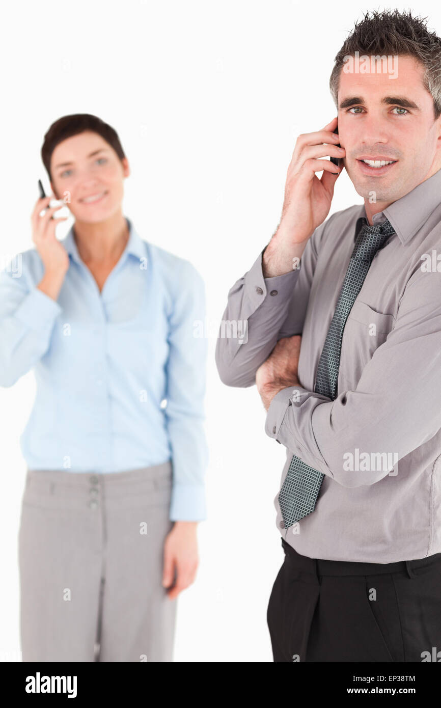 Portrait of a business people making a phone call Stock Photo - Alamy