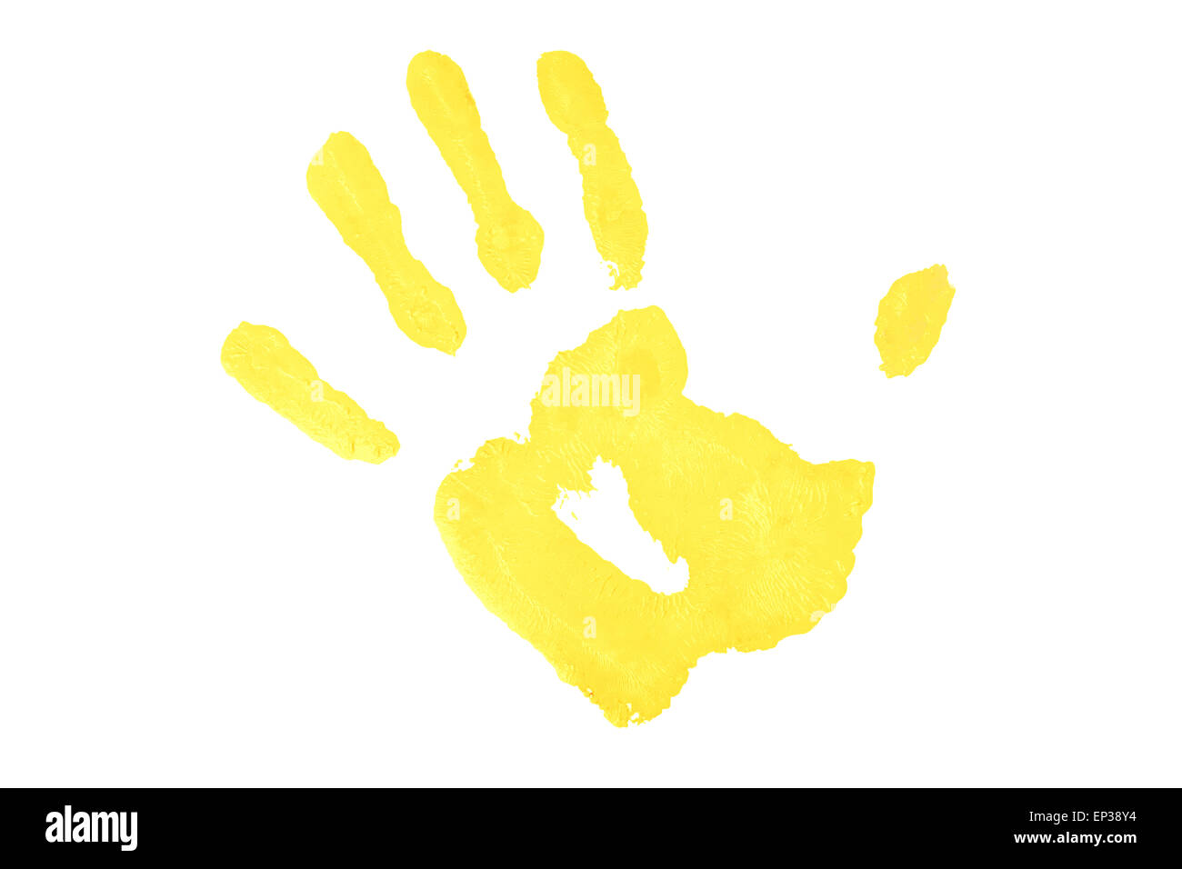 One yellow handprint Stock Photo - Alamy