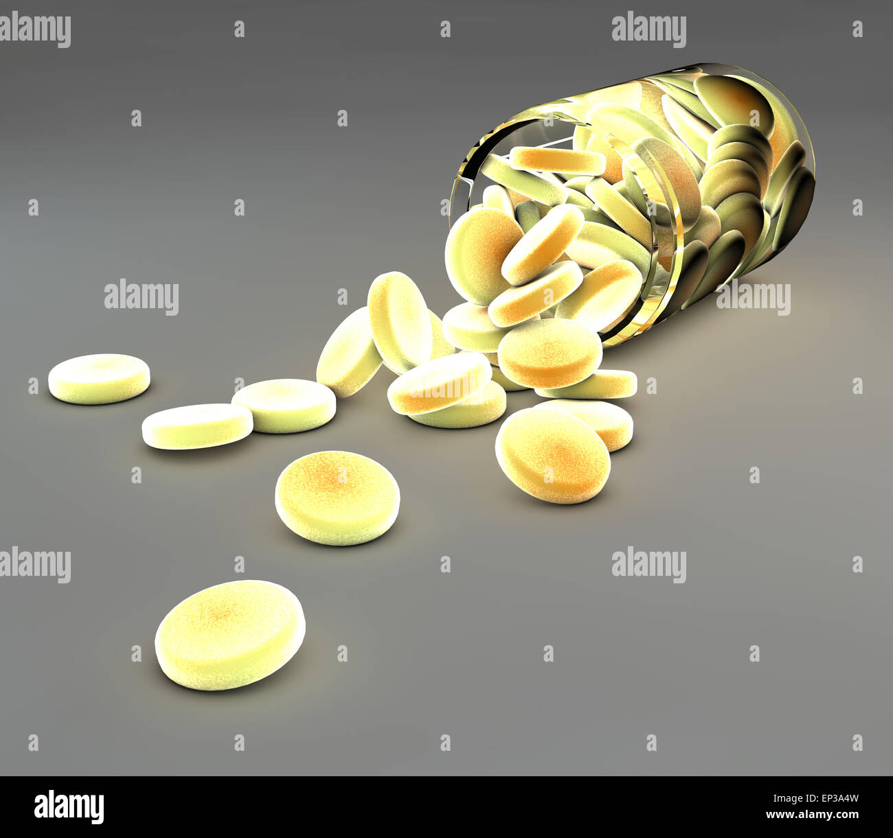 Yellow pill bottle tablets hi-res stock photography and images - Alamy