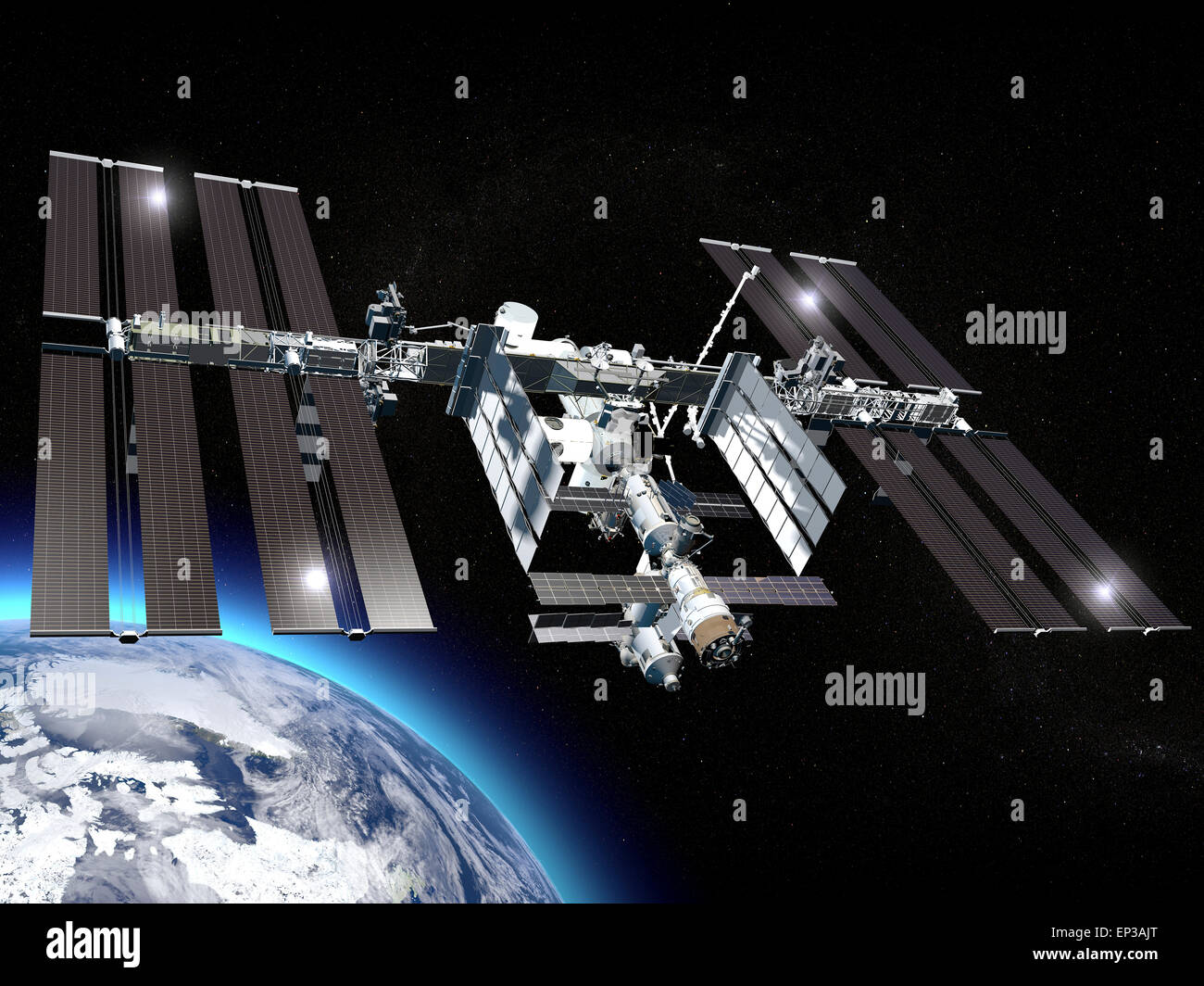International Space Station in orbit around the earth. Element of this image are furnished by ...
