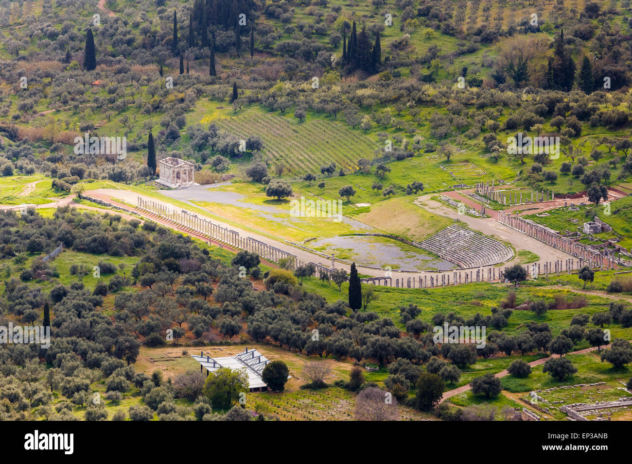 Ancient ruins of Ancient Messini, Messinia prefecture, Greece shot from ...