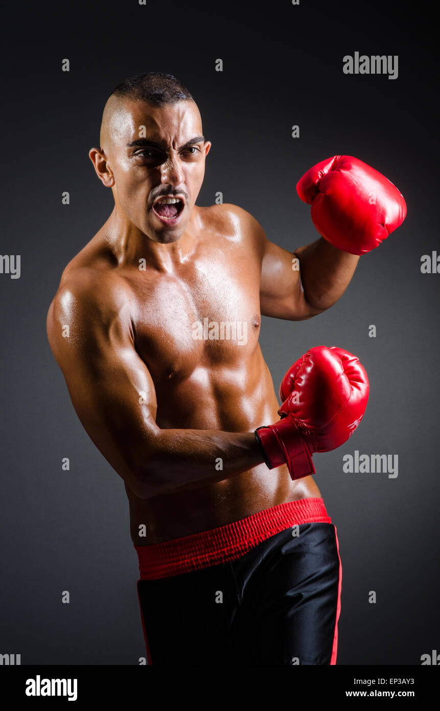 Muscular boxer in studio shooting Stock Photo - Alamy