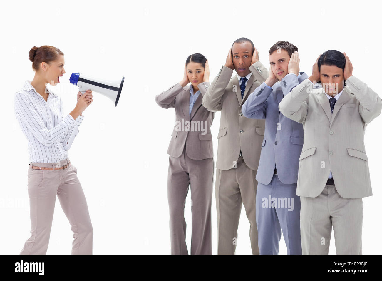 Black woman yelling covering ears hi-res stock photography and images ...