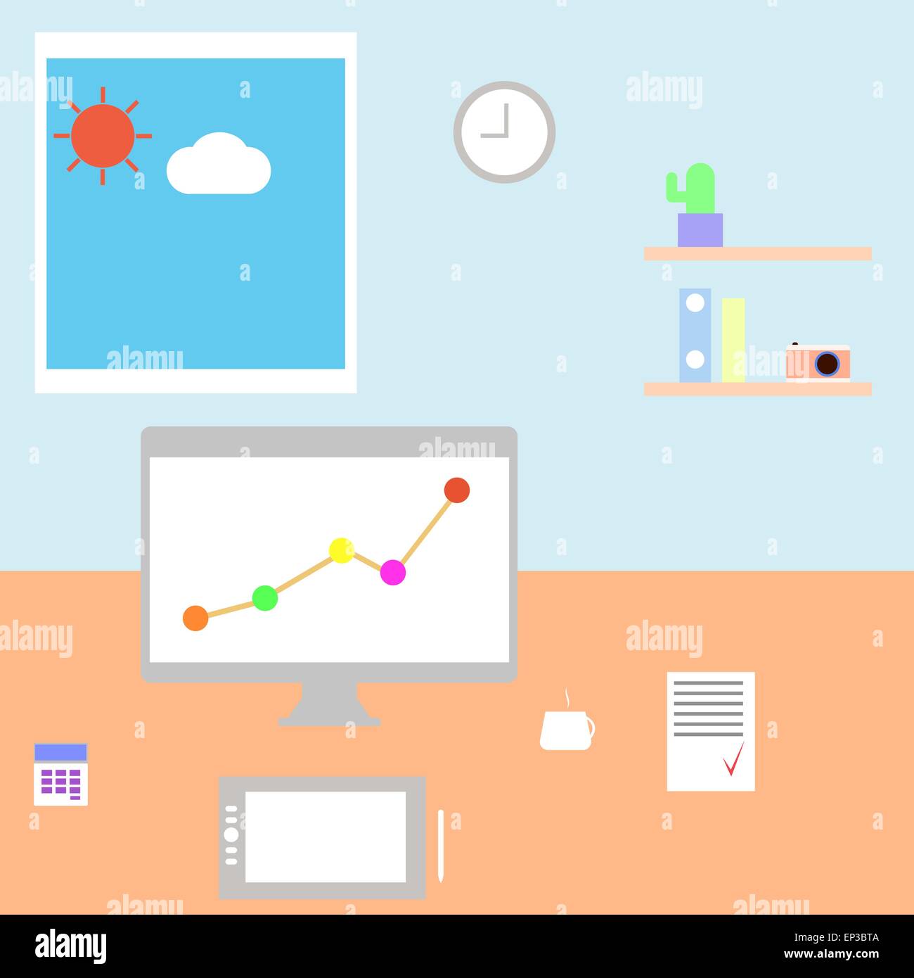 Workplace freelancer. Vector illustration Stock Vector Image & Art - Alamy