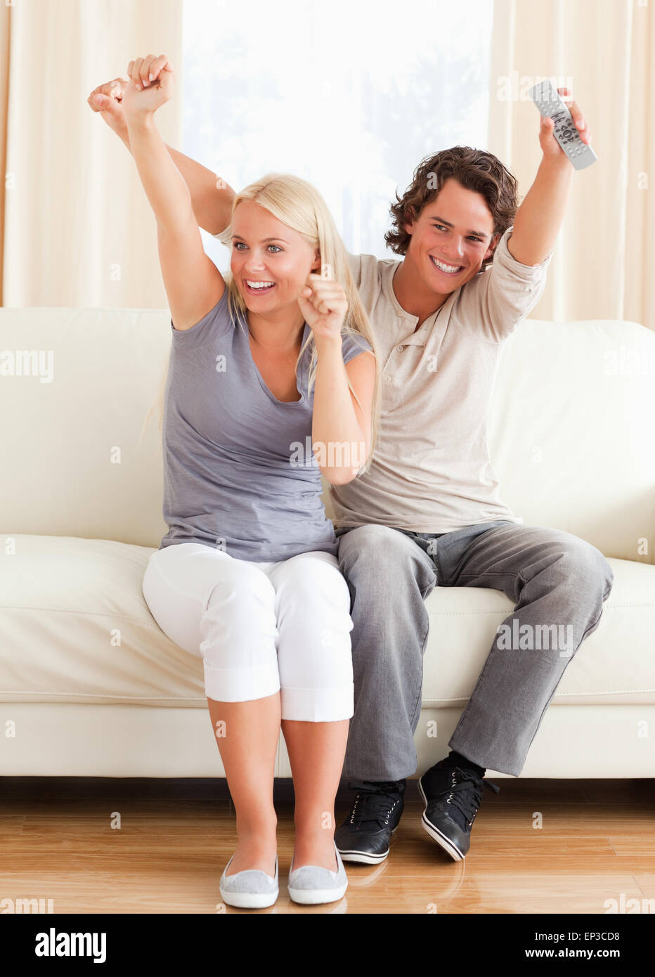 Portrait happy man switching hi-res stock photography and images - Alamy