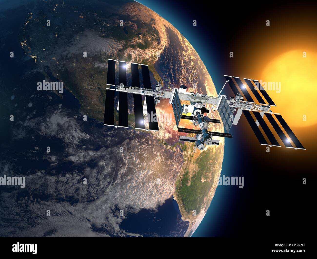 International Space Station in orbit around the earth. Element of this image are furnished by ...