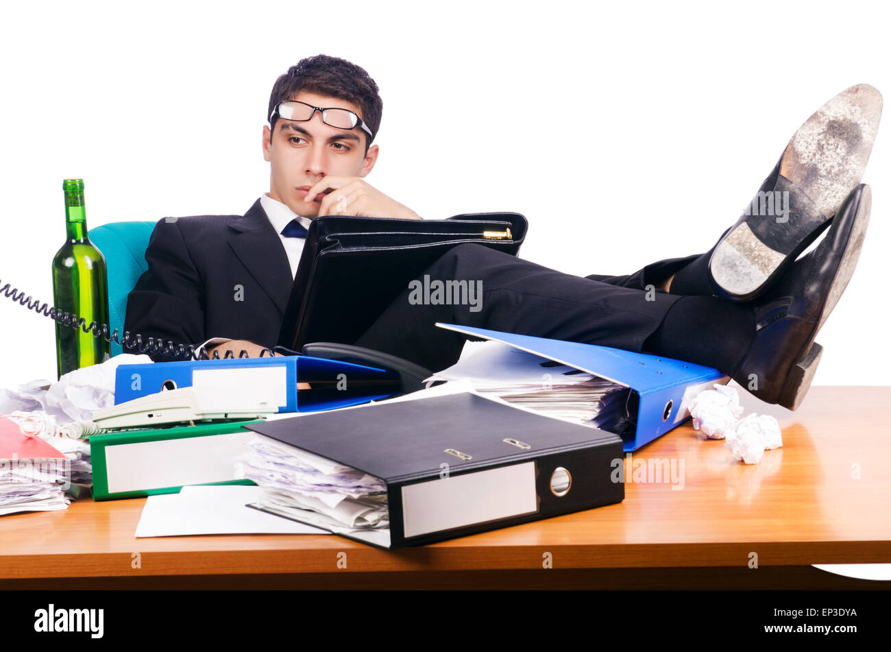Young busy businessman at his desk Stock Photo - Alamy