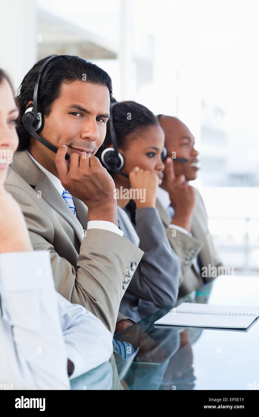 Call centre agents talking business hi-res stock photography and images ...