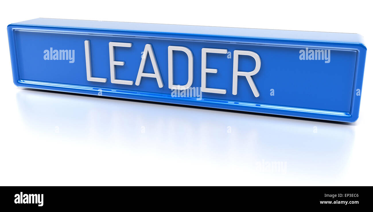 Leader - Blue banner with text - Isolated 3D Render Stock Photo - Alamy