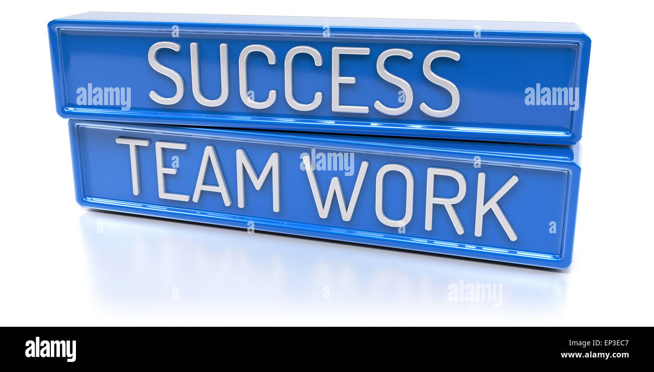 Success Team Work - Blue banners with text - Isolated 3D Render Stock ...