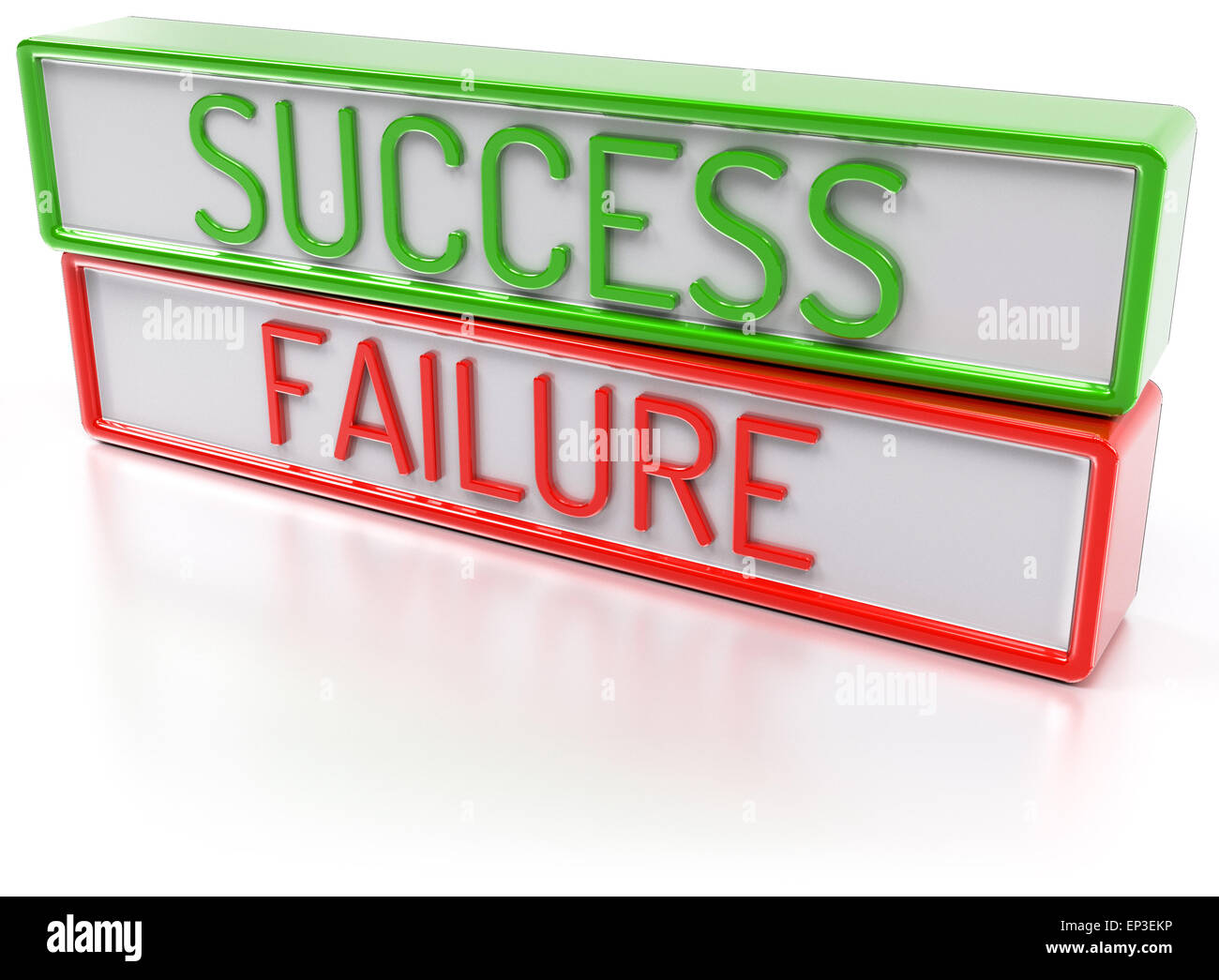 Success Failure - Green and red banners with text - Isolated 3D Render ...