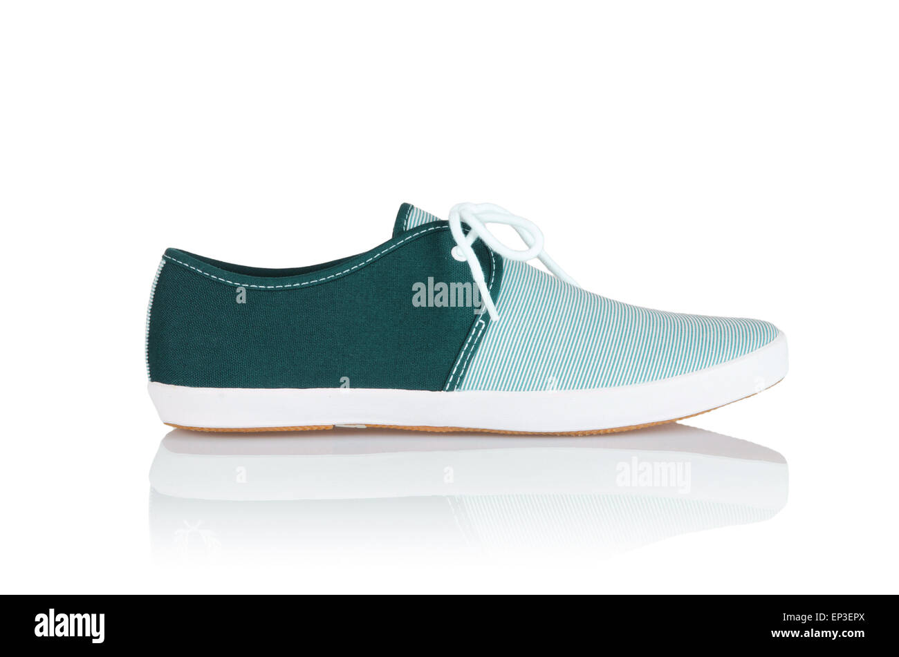 Sporty shoes in sport shoes concept on white Stock Photo - Alamy