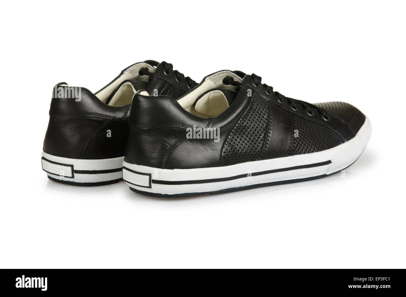 Sporty shoes in sport shoes concept on white Stock Photo - Alamy
