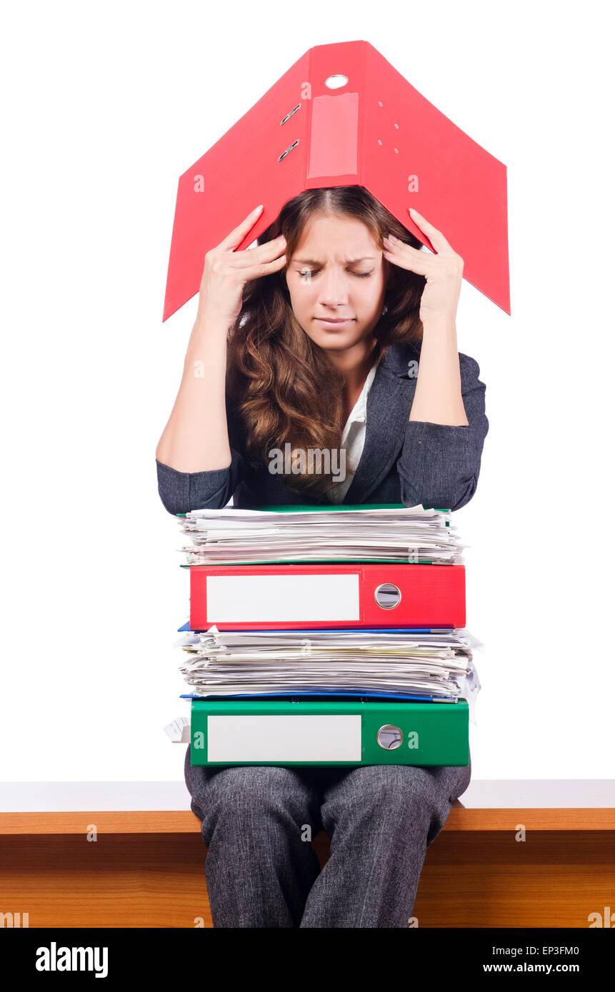 Busy woman at workplace Stock Photo - Alamy