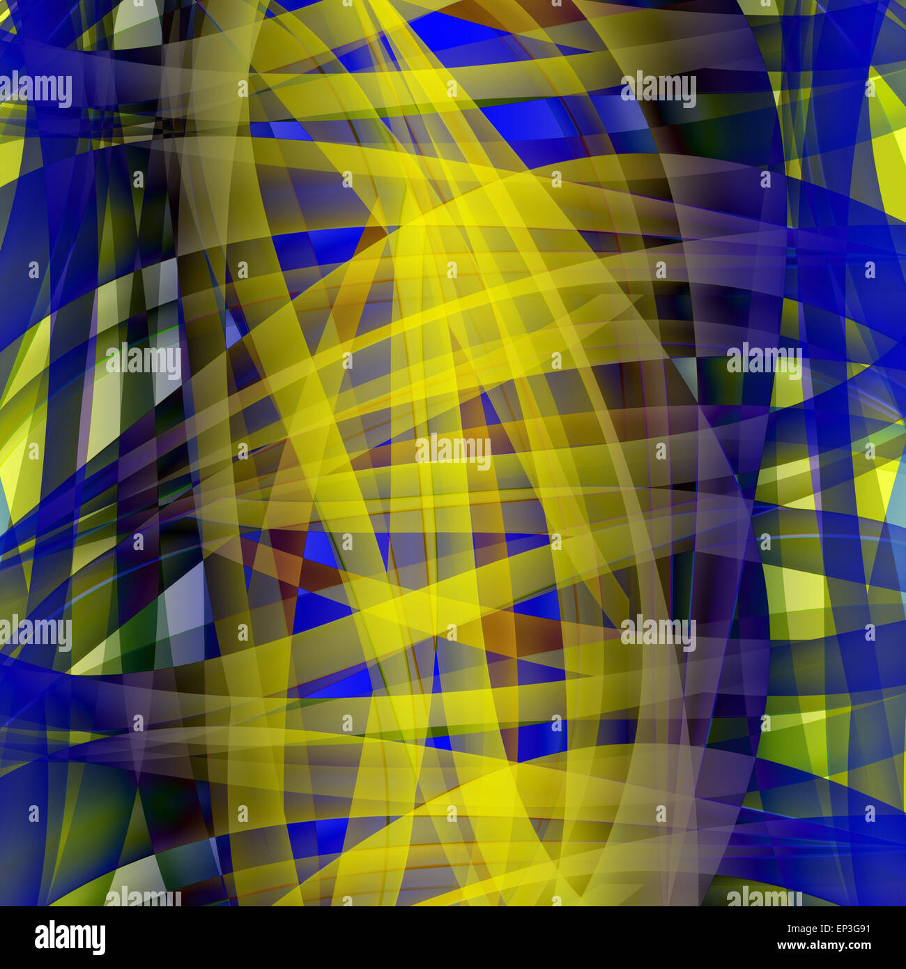 Abstract chaotic pattern with colorful translucent curved lines Stock ...