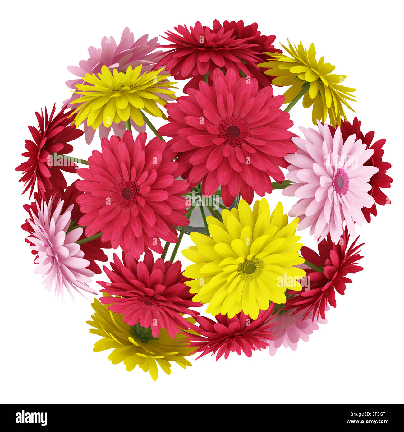 top view bouquet of yellow red and pink flowers Stock Photo - Alamy
