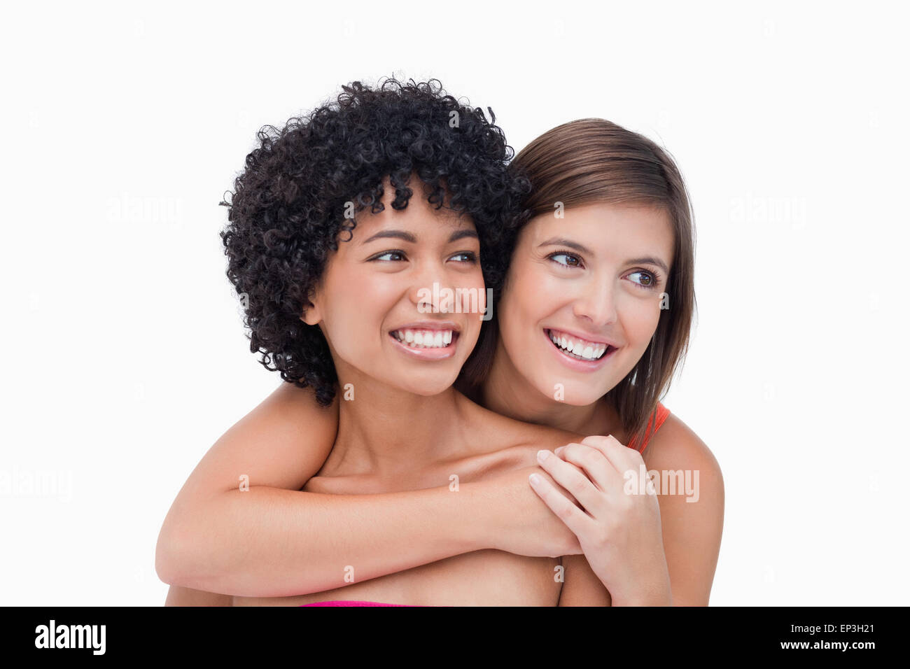 Half length smiling hugging hi-res stock photography and images - Alamy
