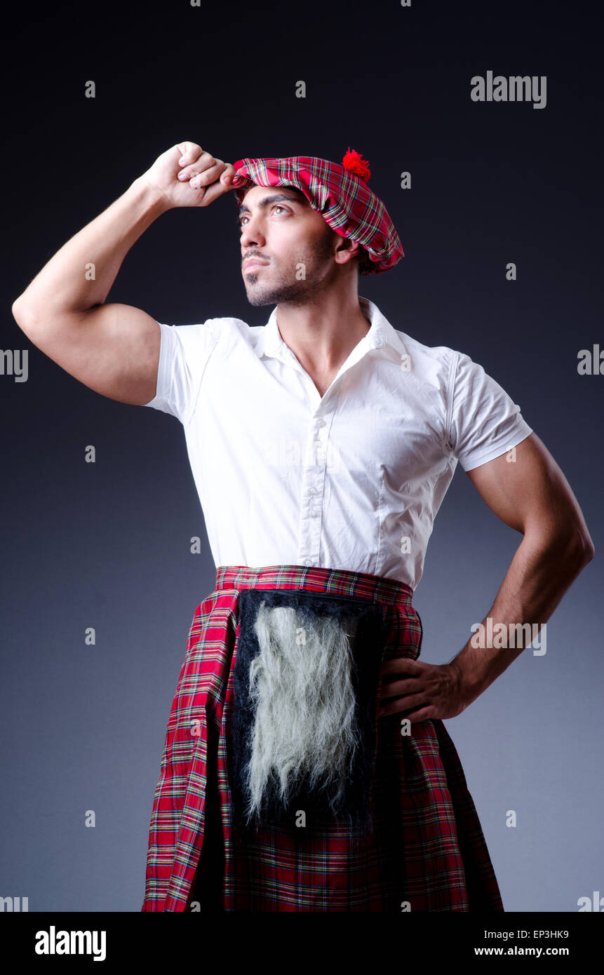 Scottish traditions concept with person wearing kilt Stock Photo - Alamy