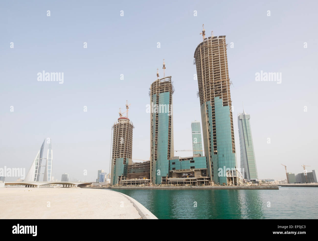 View of new office towers under construction at Bahrain Financial ...