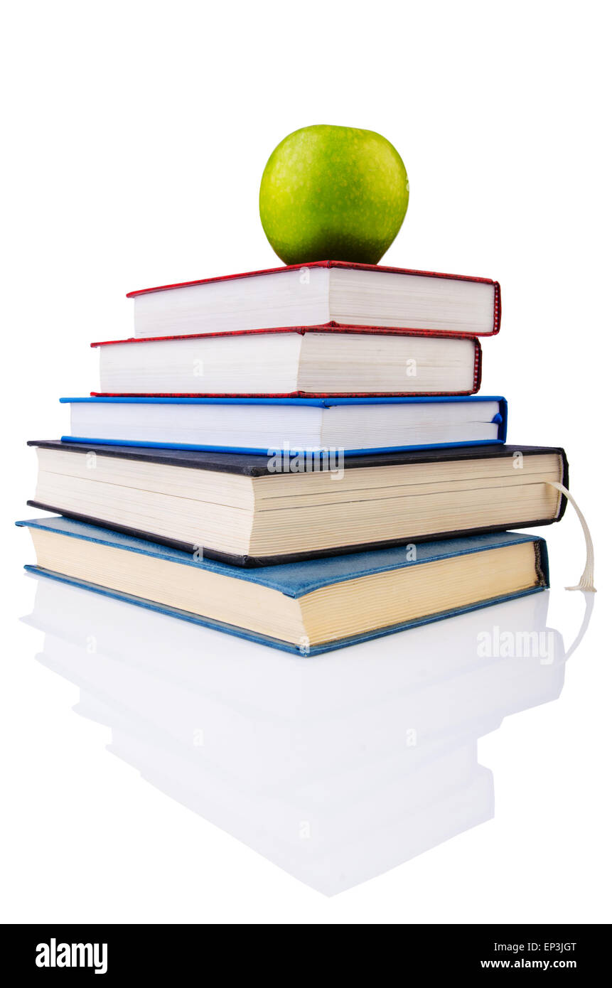 Back to school concept with books and apple Stock Photo - Alamy