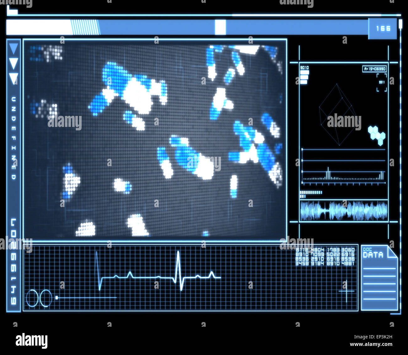 Blue pixel cells technology Stock Photo - Alamy