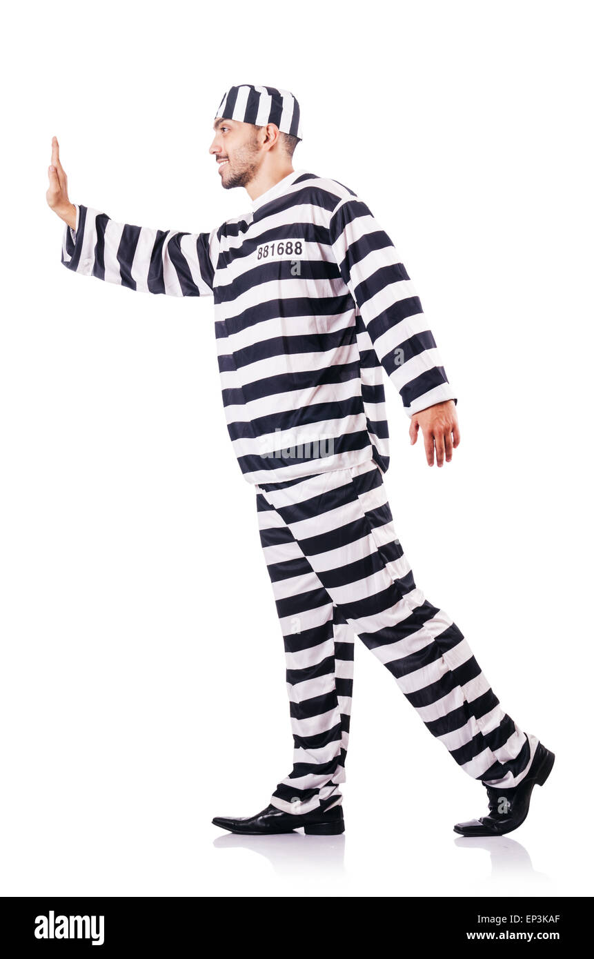 Convict criminal in striped uniform Stock Photo - Alamy