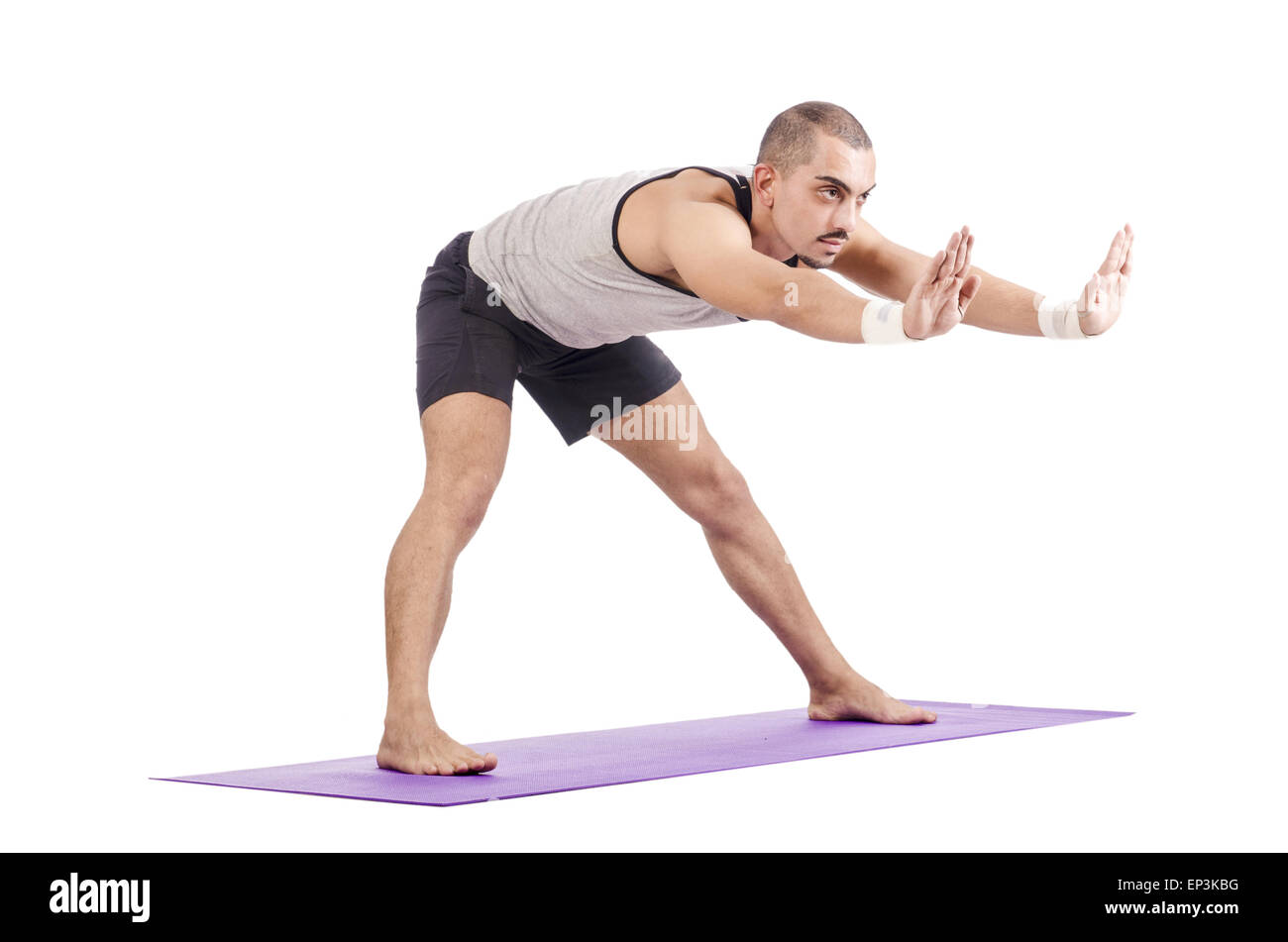Man doing exercises on white Stock Photo - Alamy