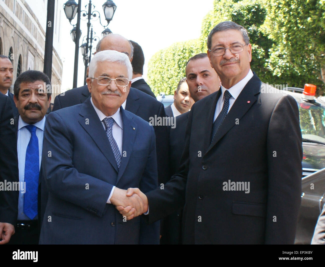 Tunis, Tunisia. 13th May, 2015. Tunisian Prime Minister Habib Essid (R ...