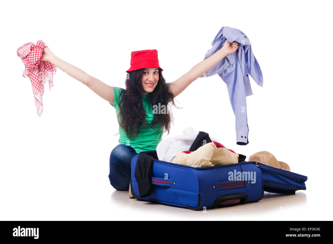 Young girl packing for vacation Stock Photo - Alamy