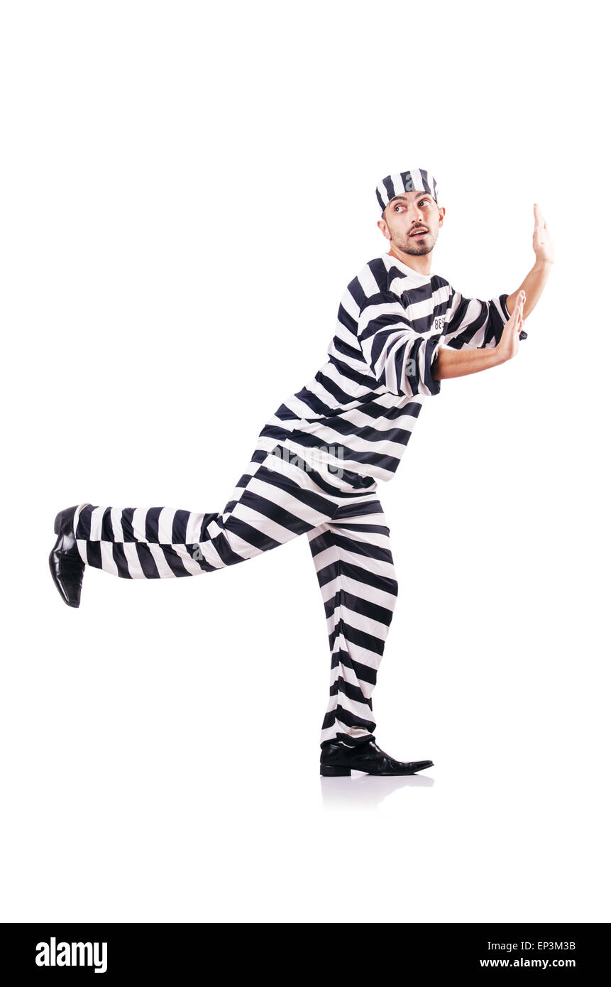 Convict criminal in striped uniform Stock Photo - Alamy