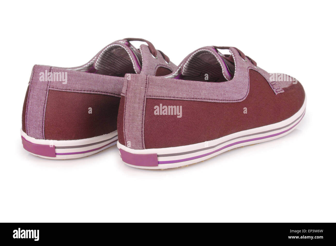 Sporty shoes in sport shoes concept on white Stock Photo - Alamy