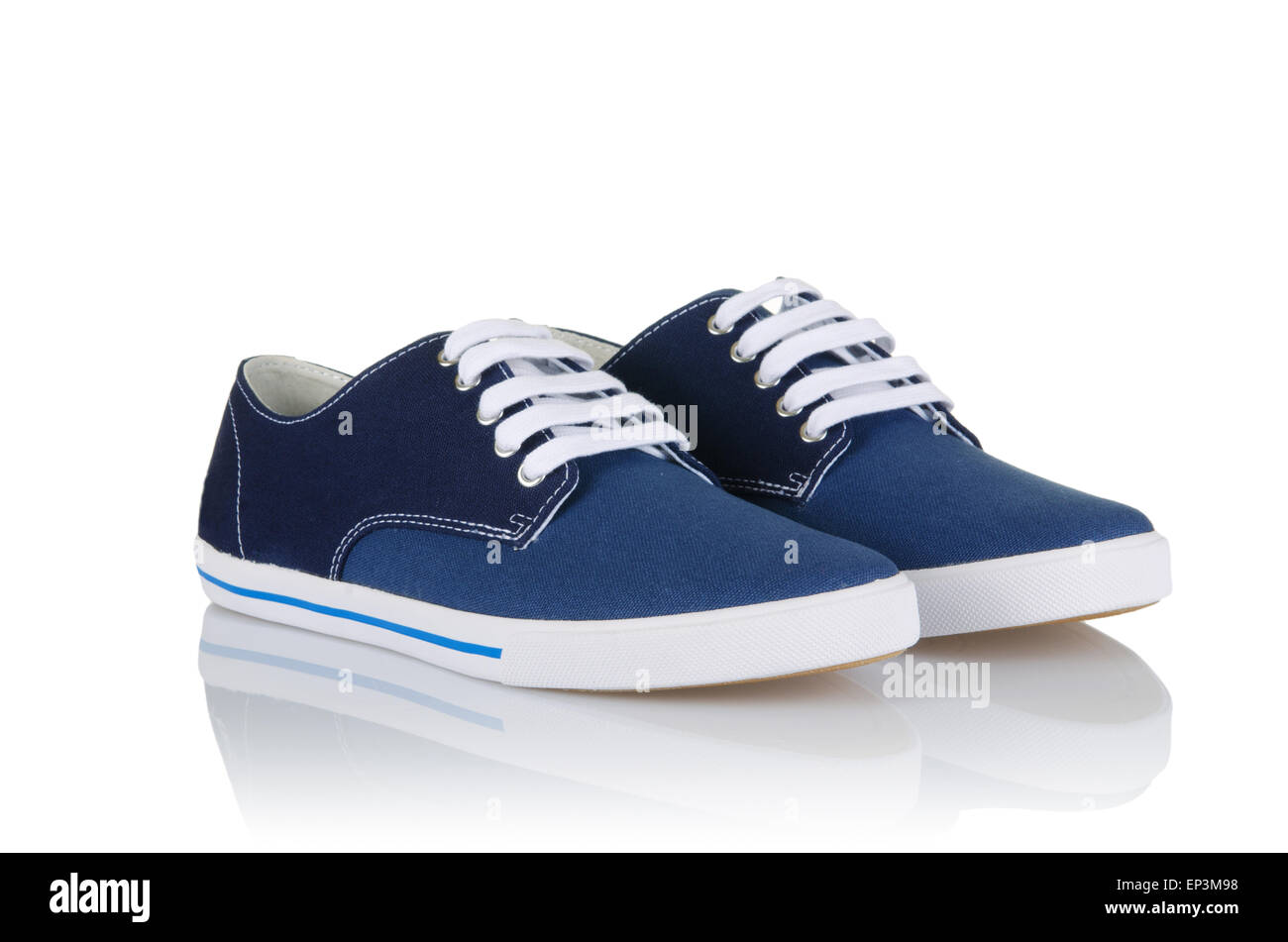 Sporty shoes in sport shoes concept on white Stock Photo - Alamy