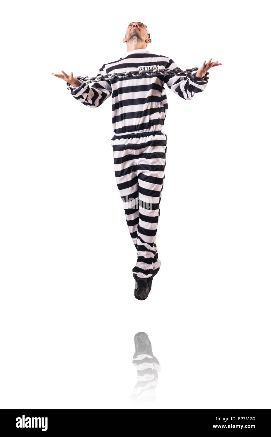 Convict criminal in striped uniform Stock Photo - Alamy