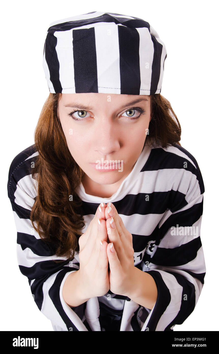 Convict criminal in striped uniform Stock Photo - Alamy