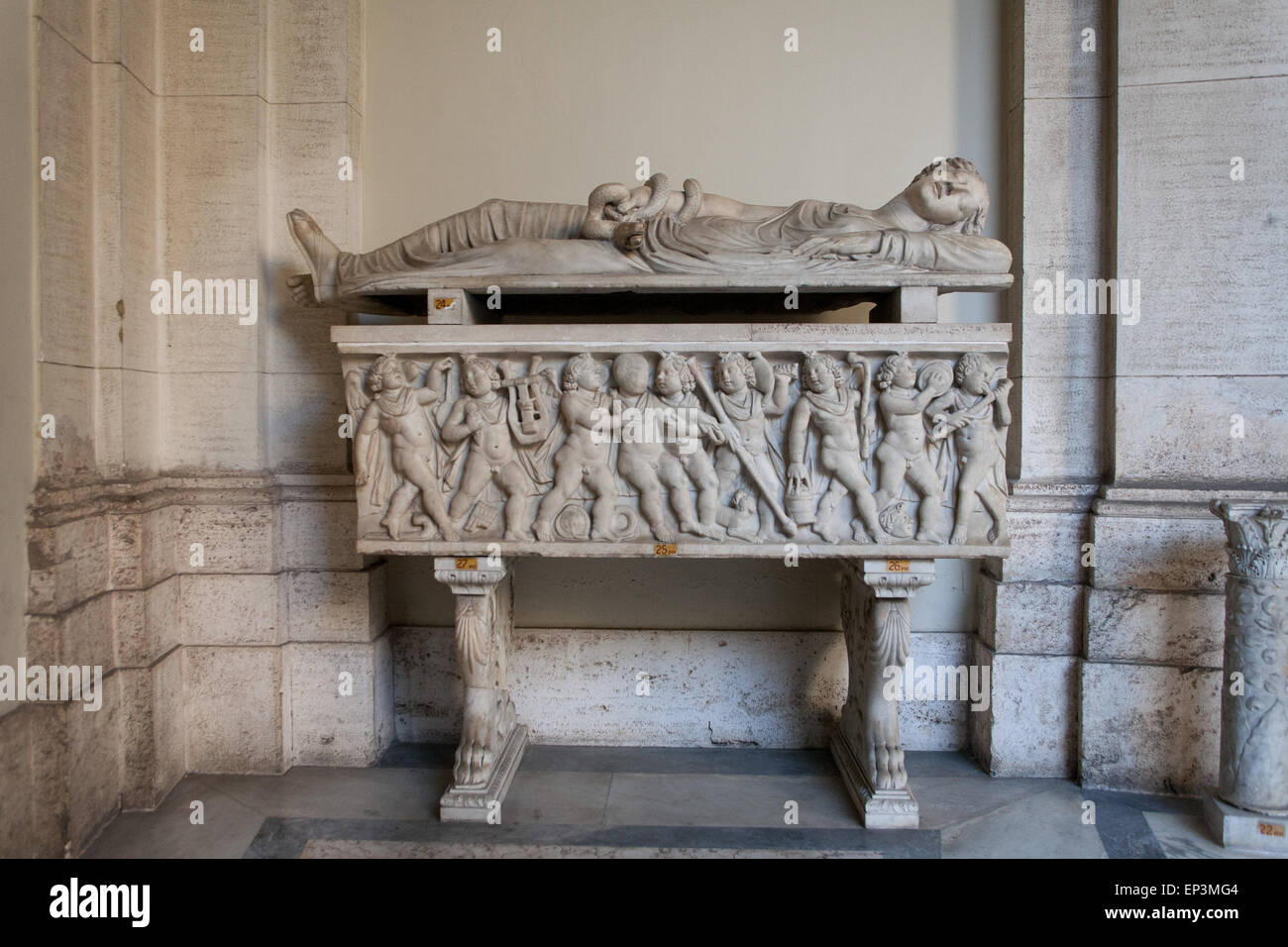 Marble statue of a laying woman in Vatican Museums, Rome, Italy Stock ...