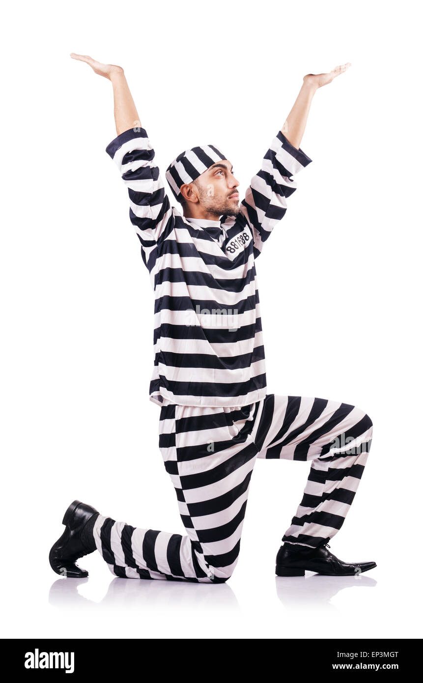 Convict criminal in striped uniform Stock Photo - Alamy