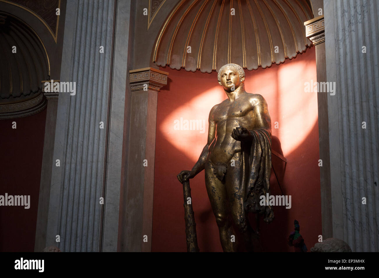 Bronze statue under the sunlight in Vatican Museums, Rome, Italy Stock ...