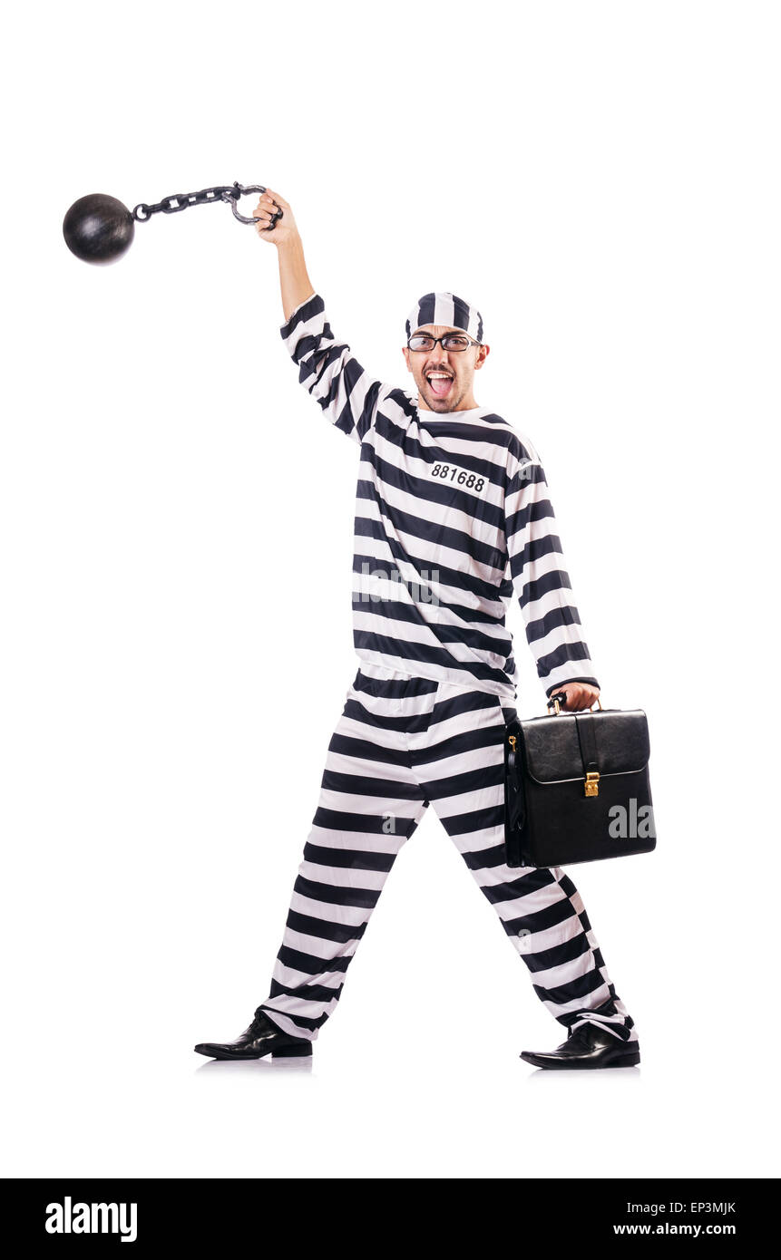 Convict criminal in striped uniform Stock Photo - Alamy