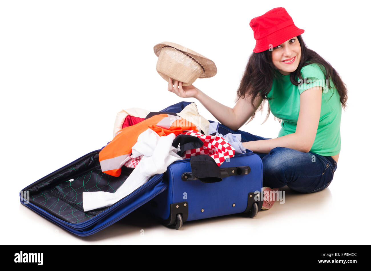 Suitcase packing teenager girl hi-res stock photography and images - Alamy
