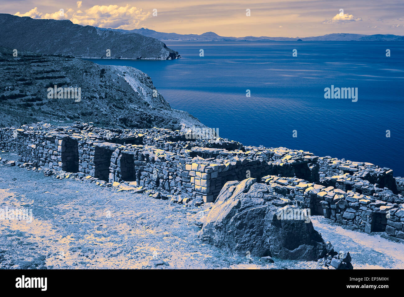 The ruins of Chinkana of Tiwanaku-Inca origin on Isla del Sol, a ...