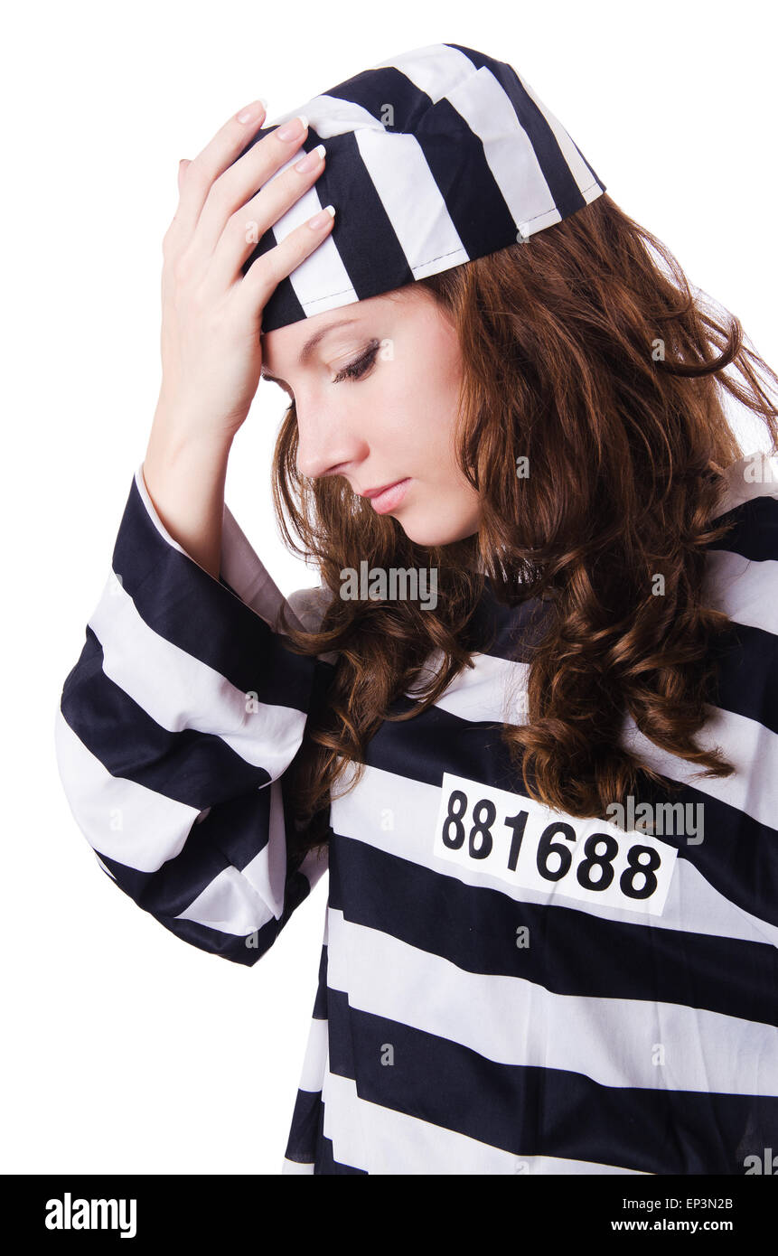 Convict criminal in striped uniform Stock Photo - Alamy